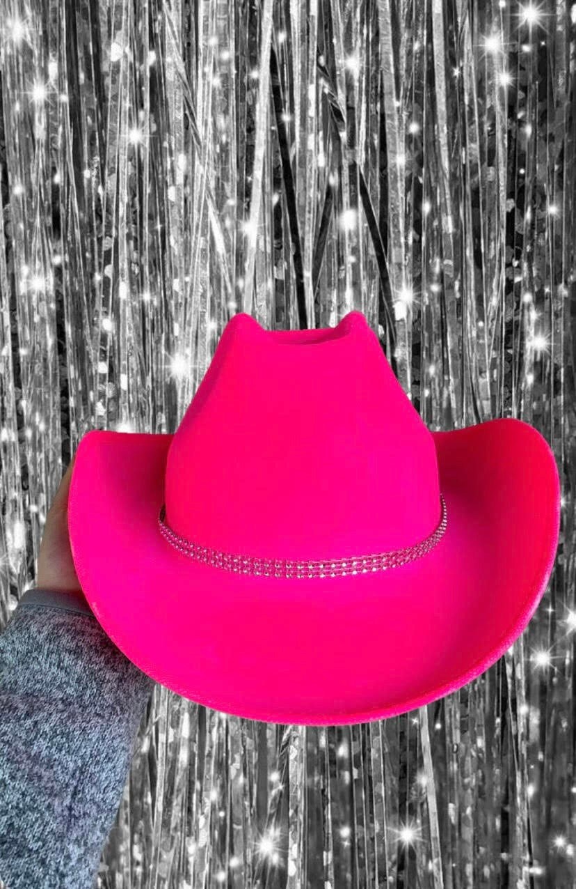 Neon Pink Rhinestone Cowboy Hat | Etsy