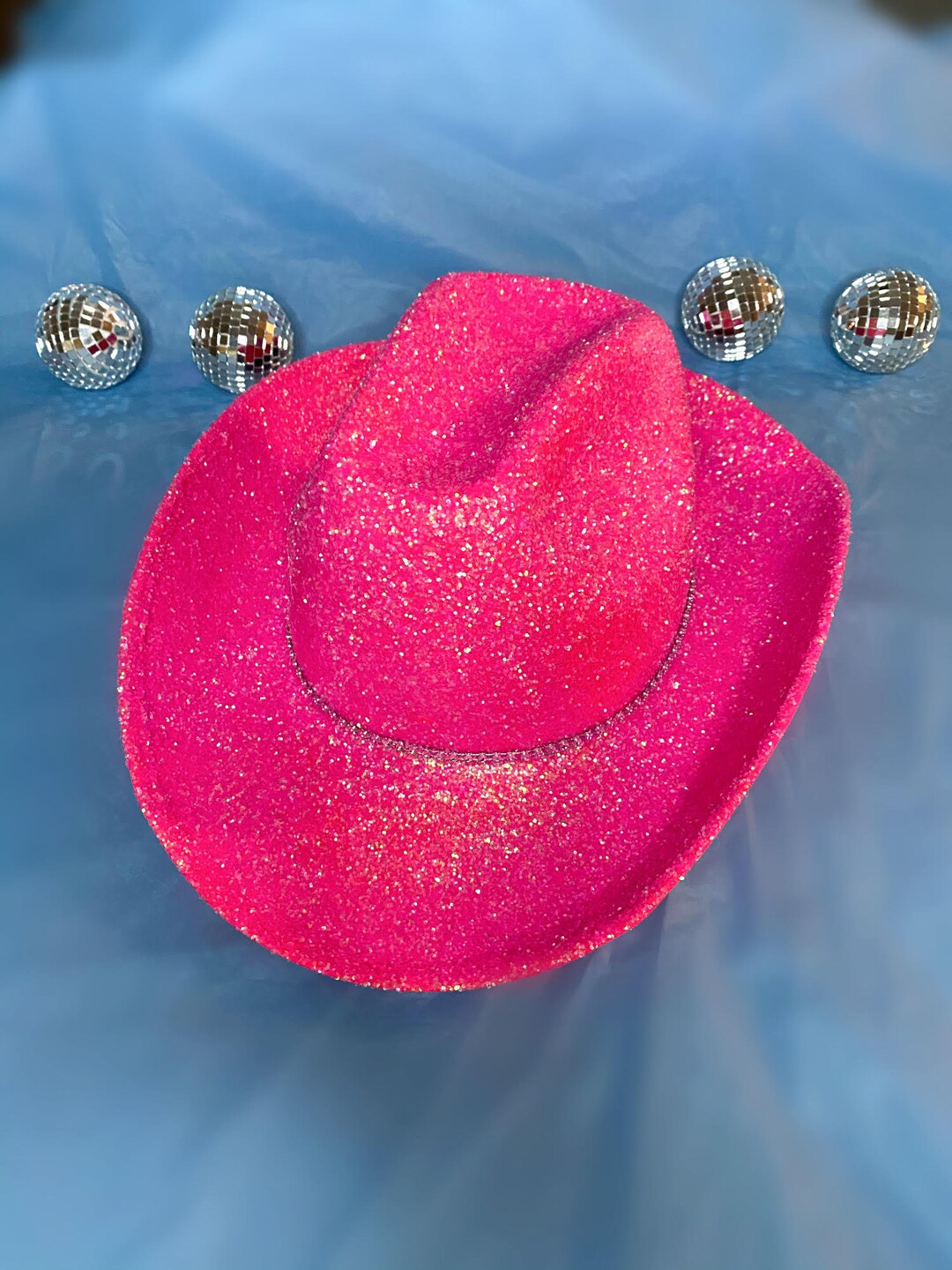 Pink Glitter With Rhinestone Band Cowboy Hat - Etsy