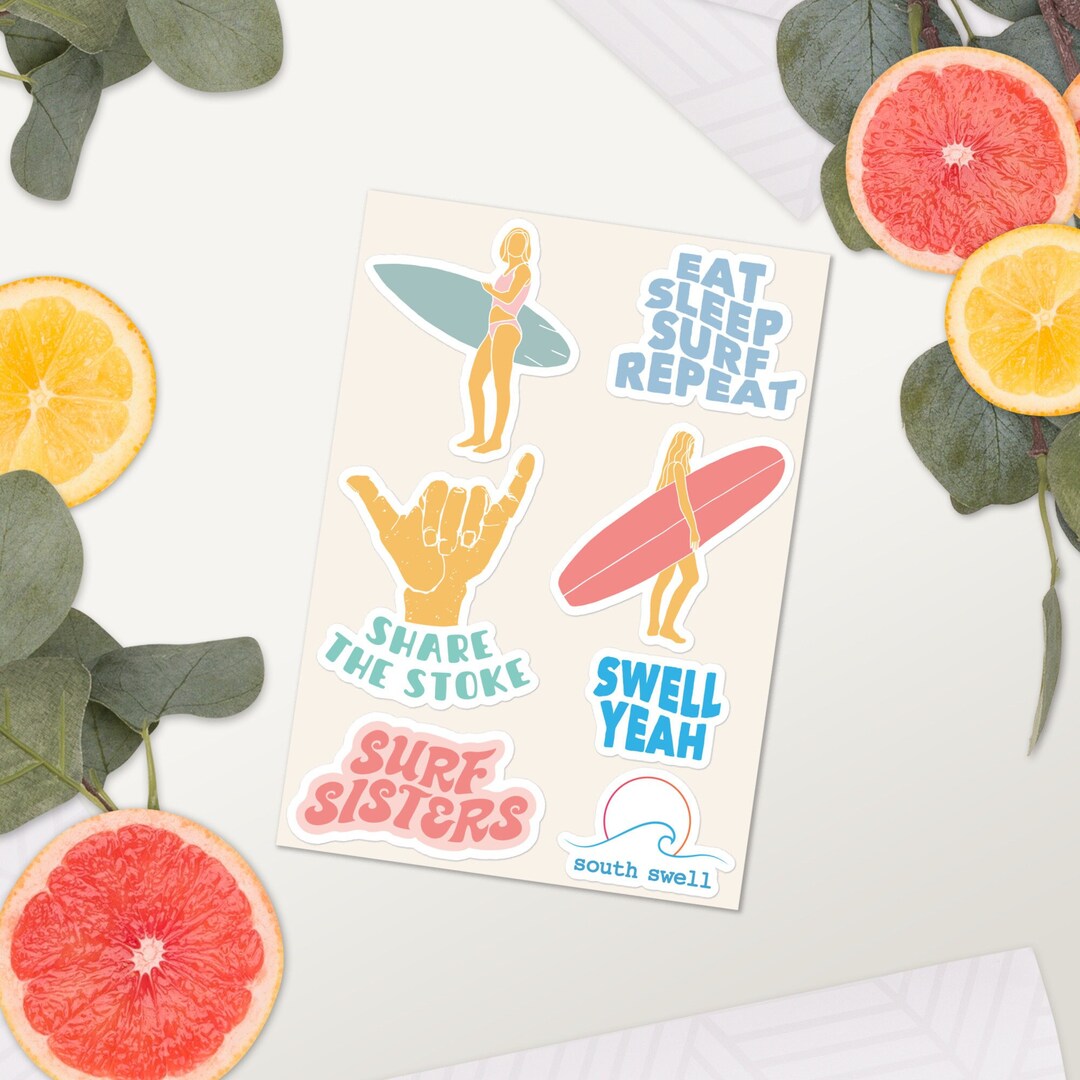 Surfing Sticker Pack | Surf Style, Beach, Surfboard, Vacation, Beach ...