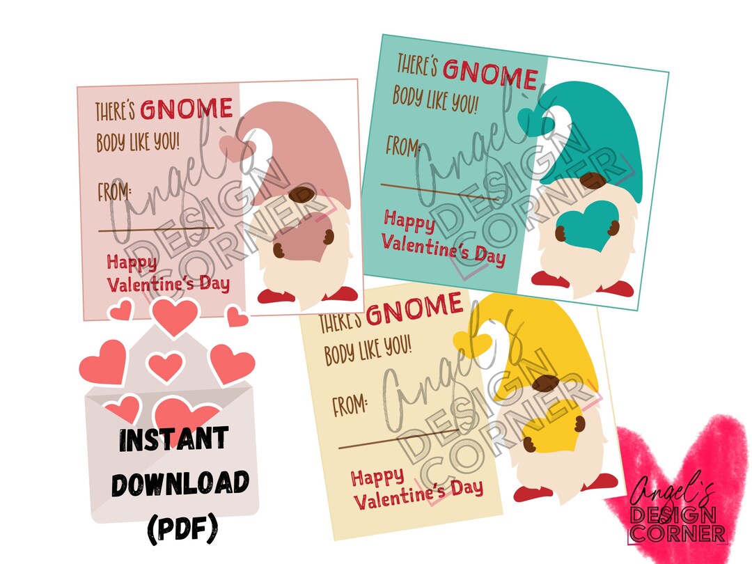 There's Gnome -body Like You Printable Valentine's Day Card/gift Tag - Etsy