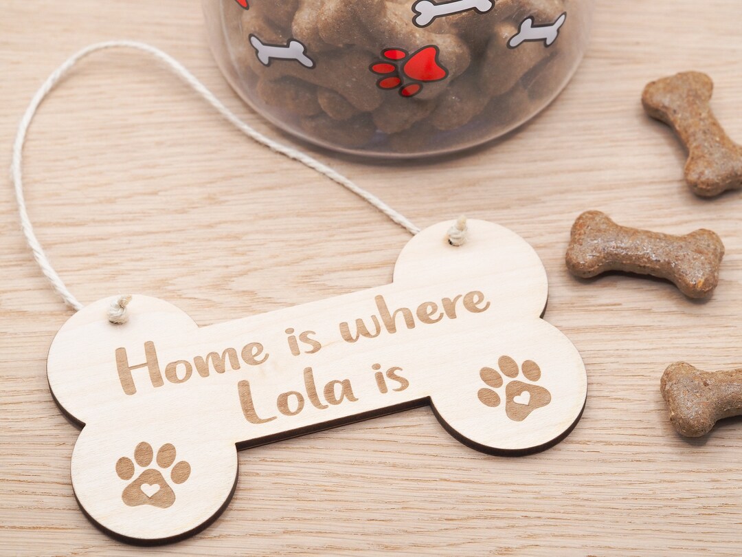 Personalised Wooden Dog Bone Shaped Sign Hanging Dog Name Wall Plaque ...
