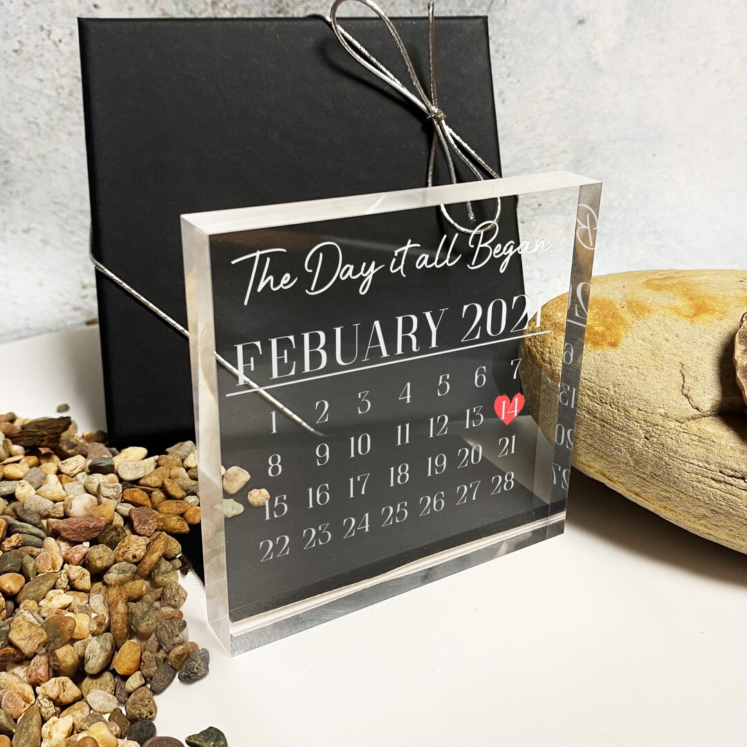 Personalised Acrylic Calendar When We First Met Clear Block ...