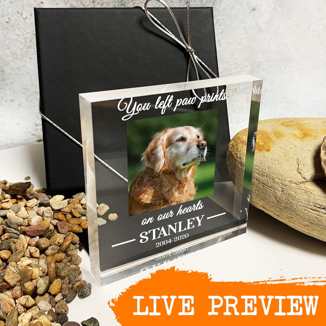 Personalised Custom Made Pet Memorial Acrylic Block, Keepsake, Pet Loss ...