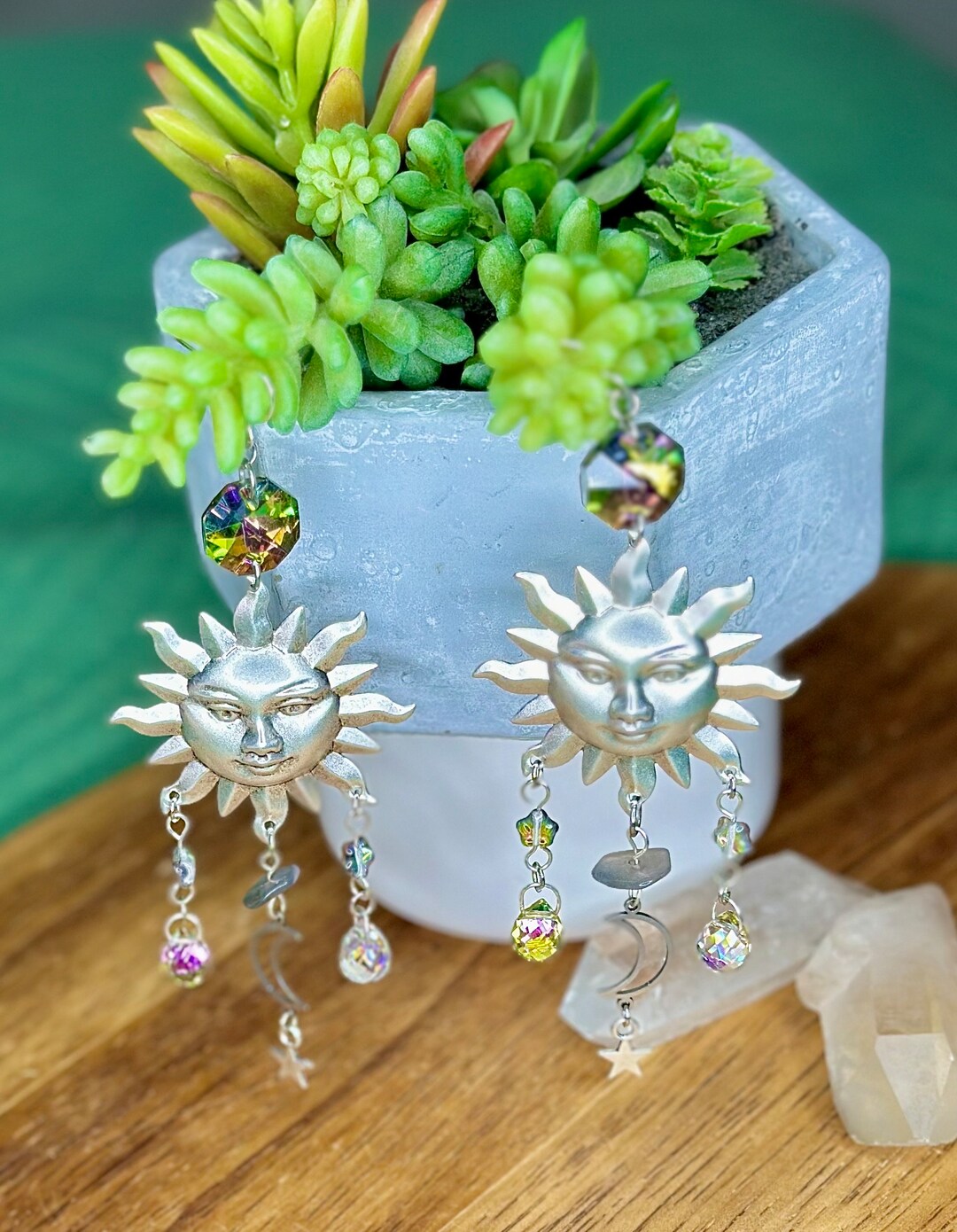 Sun and Moon Whimsigoth Earrings, Sun Face Earrings, Celestial Earrings ...