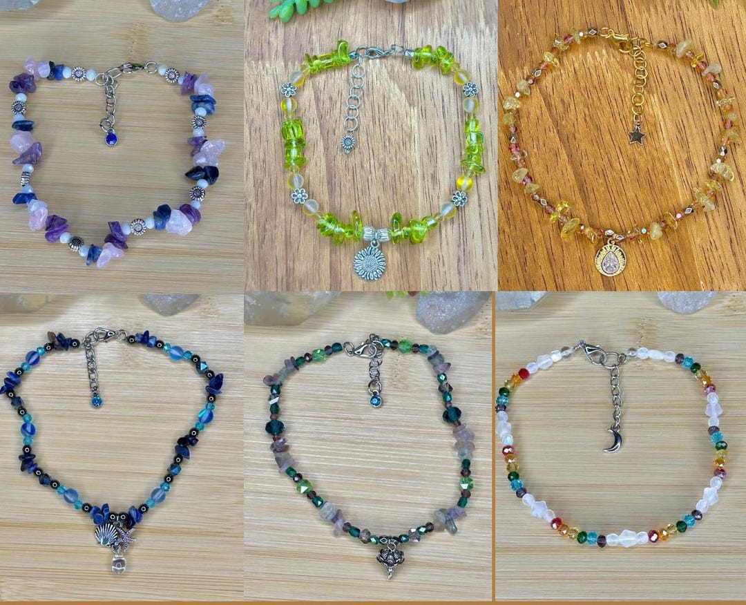 Crystal Anklets, Crystal Beaded Anklets, Beaded Anklet, Celestial ...