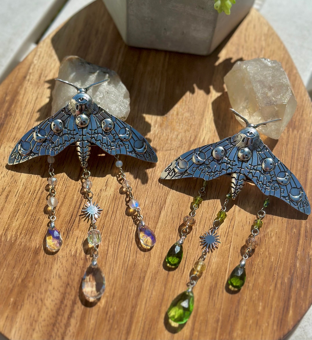 Luna Moth Hair Clip Death Moth Hair Clip Crystal Hair - Etsy