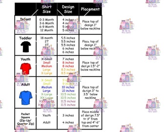Printable HTV Sizing Chart Cricut Cheat Sheet Decal Size Guide ...