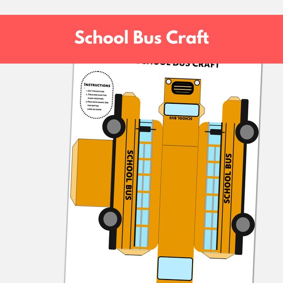 School Bus Crafts for Kids Printable Gift Box Activity Kit - Etsy