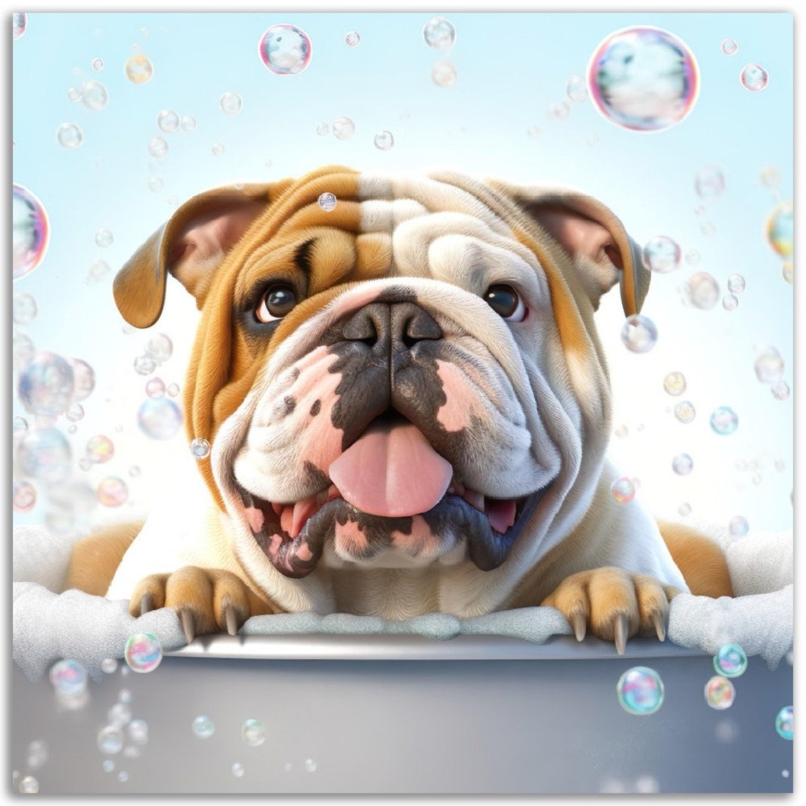 Bulldog Wall Art, Gift for Bulldog Lovers, Pet Portrait, Bulldog ...