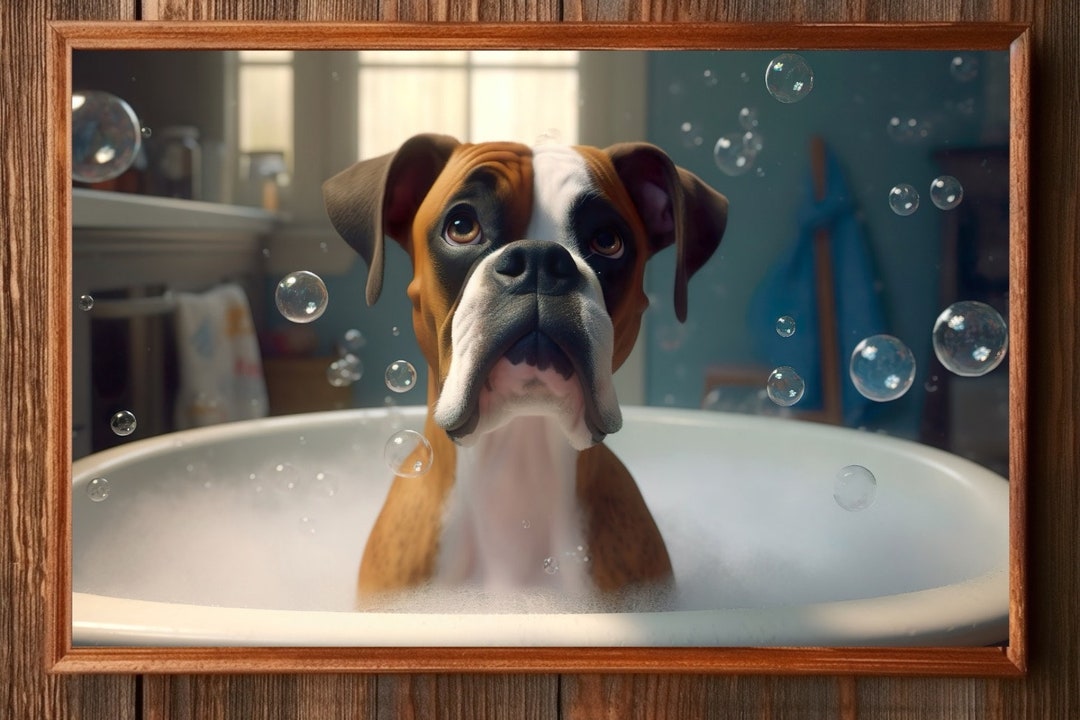 Boxer Wall Art, Bathroom Decor, Gift for Pet Owner, Dog Portrait, Funny ...