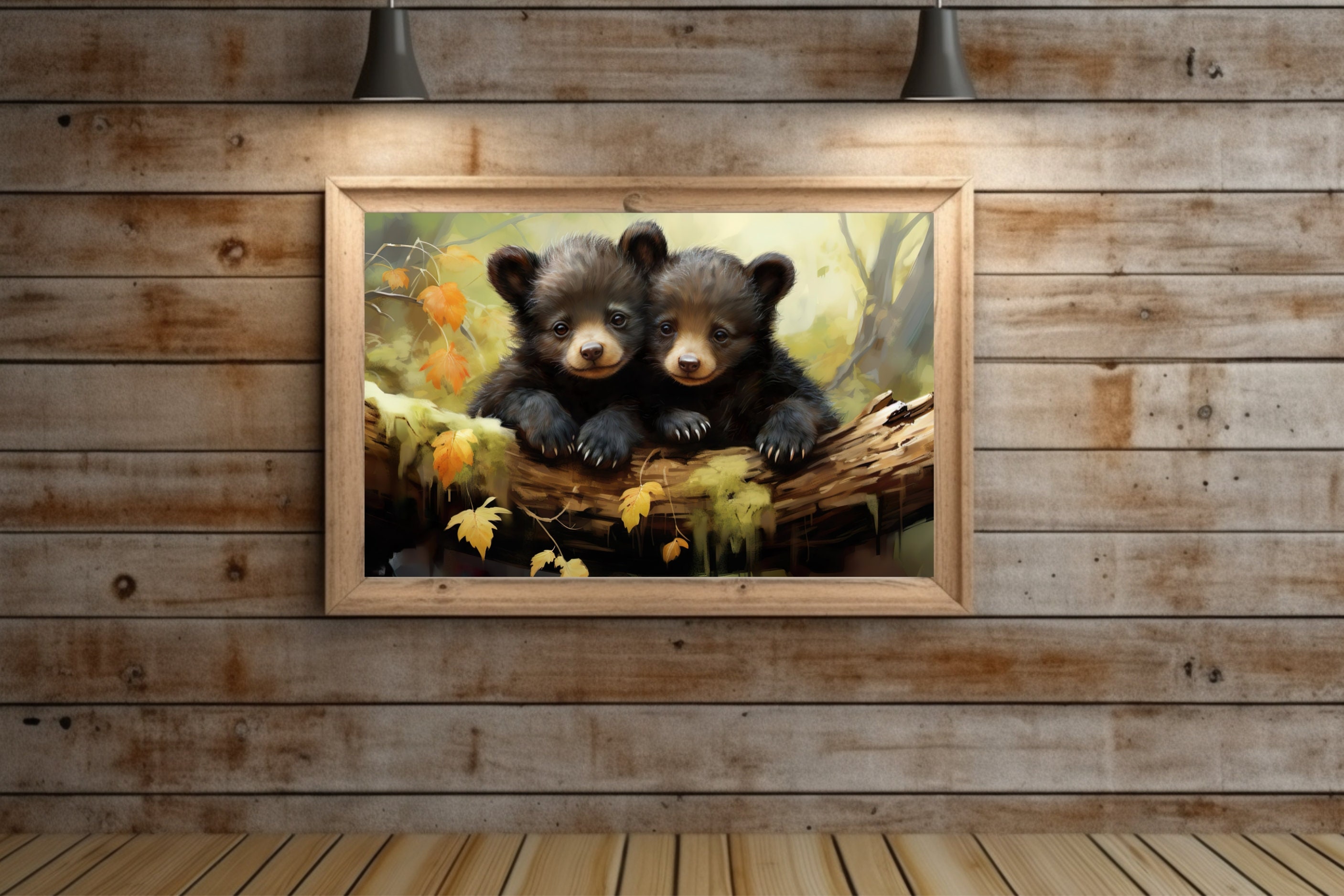 Cute Bear Cub Print, Rustic Cabin Home Decor, Bear Wall Art, Woodland ...