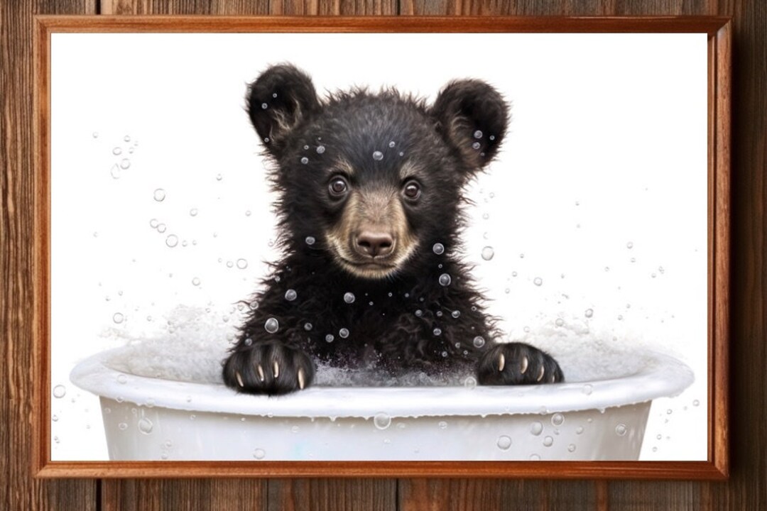 Bear Cub Wall Art, Rustic Bathroom Decor, Gift for Bear Lover, Kids ...