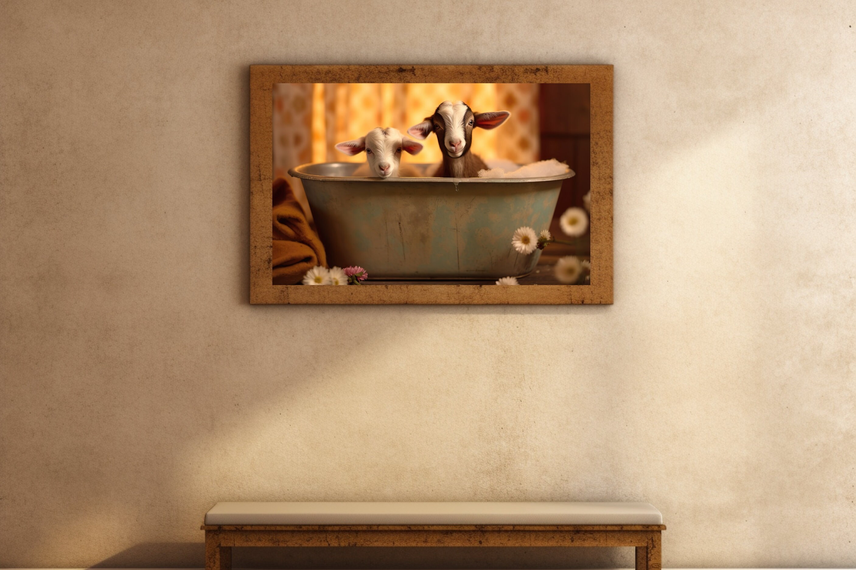 Baby Goat Wall Art, Farmhouse Bathroom Decor, Farm Animal Photography ...