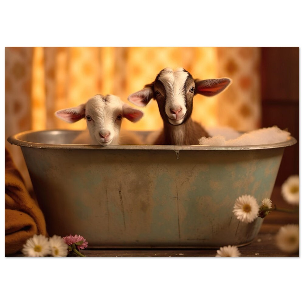 Baby Goat Wall Art, Farmhouse Bathroom Decor, Farm Animal Photography ...