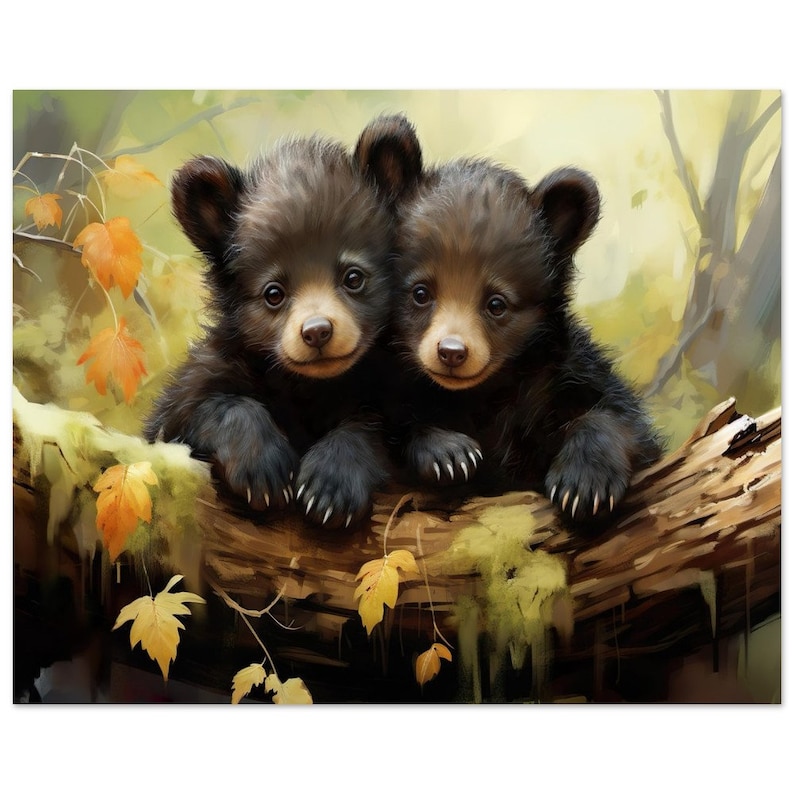 Cute Bear Cub Print, Rustic Cabin Home Decor, Bear Wall Art, Woodland ...