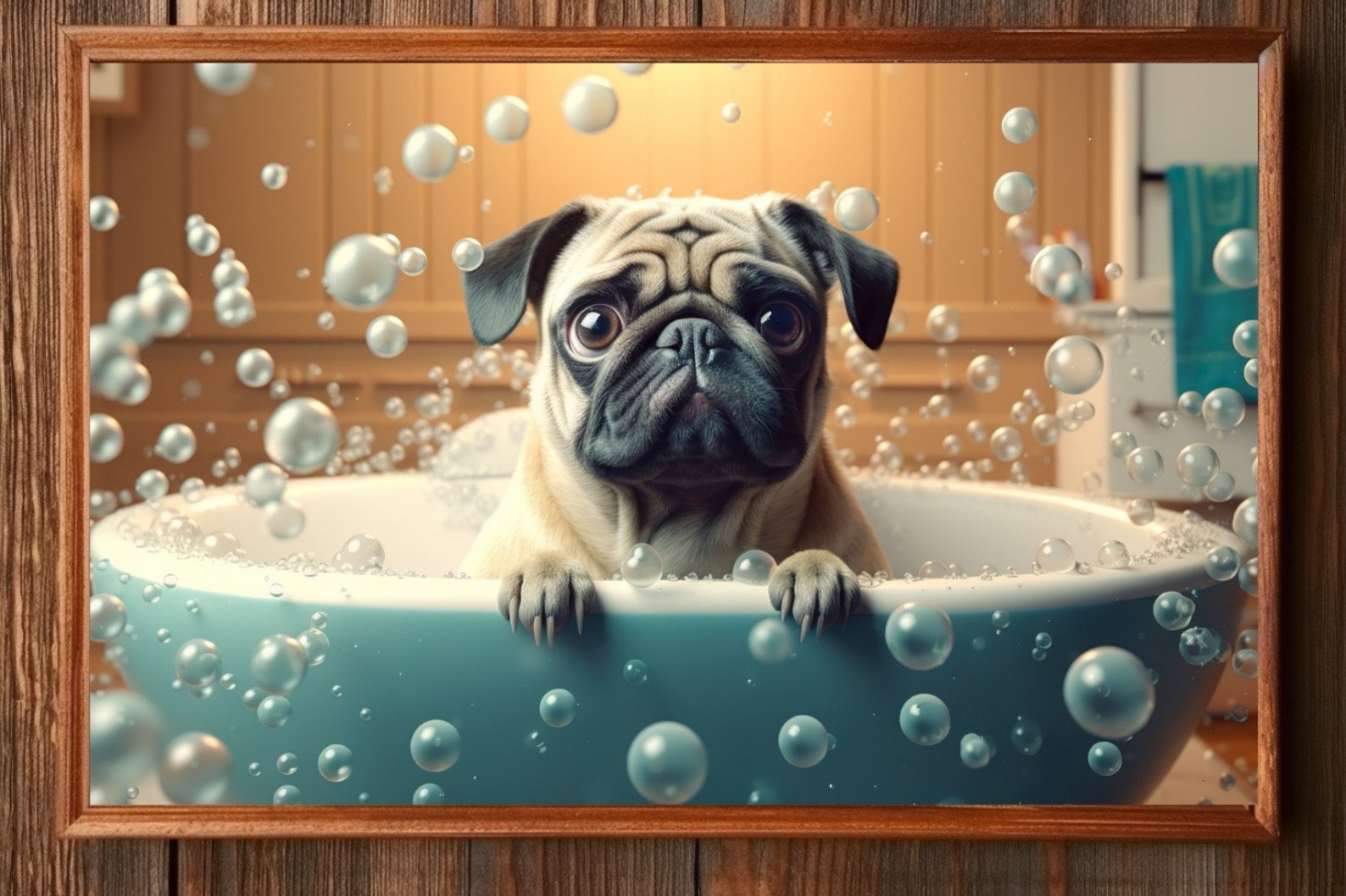 Pug Wall Art, Bathroom Decor, Cute Dog Print, Gift for Pug Lover ...