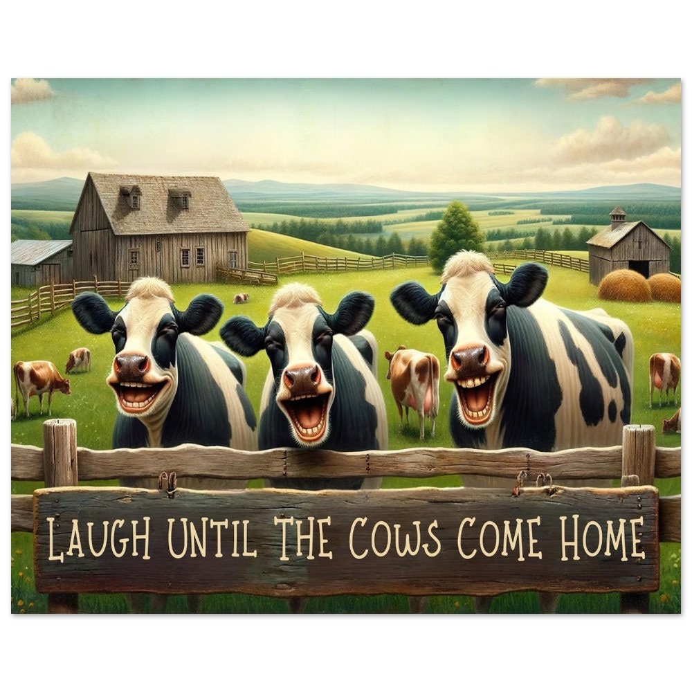 Funny Cow Print, Farmhouse Decor, Rustic Country Decor, Cow Picture ...