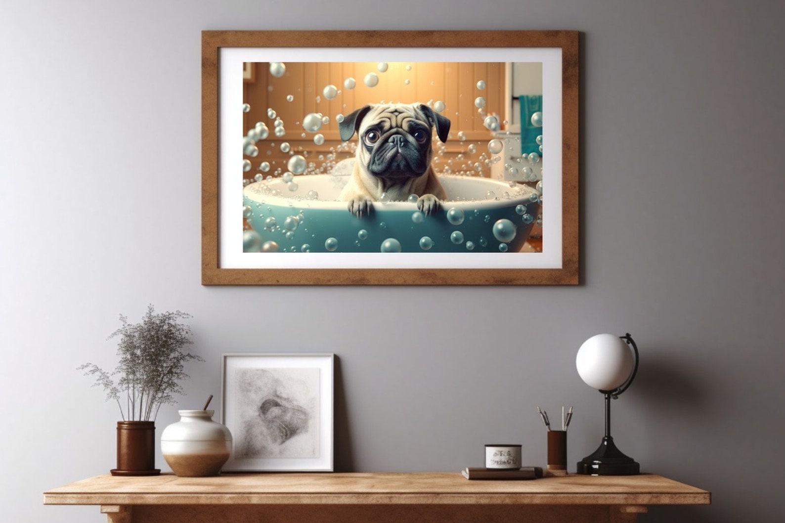 Pug Wall Art, Bathroom Decor, Cute Dog Print, Gift for Pug Lover ...