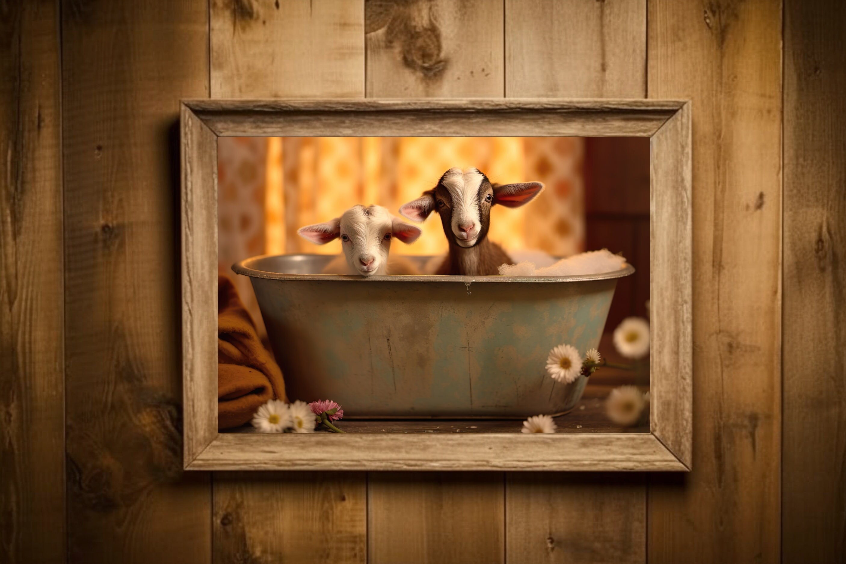 Baby Goat Wall Art, Farmhouse Bathroom Decor, Farm Animal Photography ...