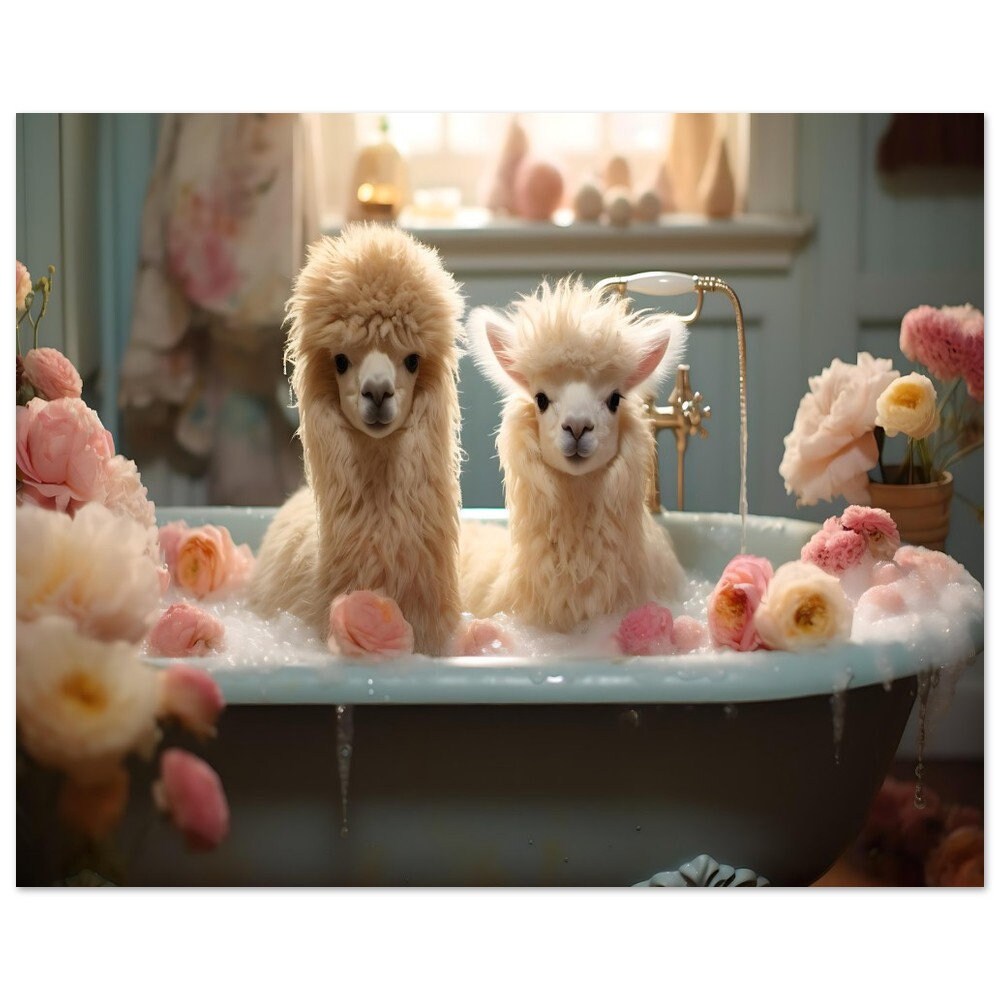 Alpaca Print, Bathroom Decor, Farmhouse Wall Art, Farm Animal Poster ...