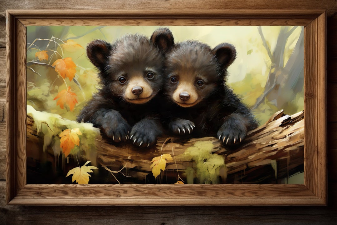 Cute Bear Cub Print, Rustic Cabin Home Decor, Bear Wall Art, Woodland ...