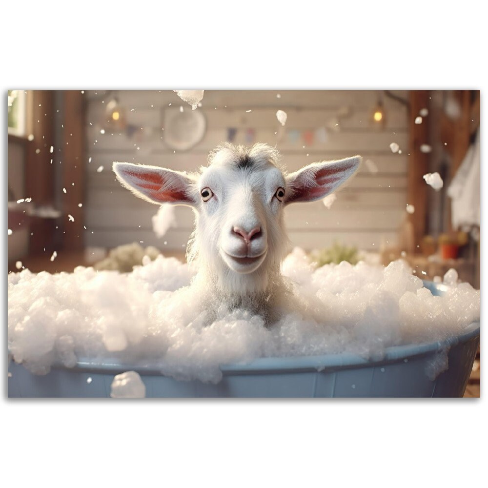 Goat Wall Art, Rustic Farmhouse Decor, Gift for Goat Lover, Bathroom ...