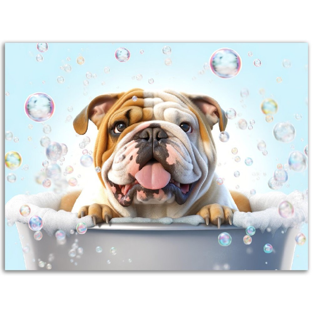 Bulldog Wall Art, Gift for Bulldog Lovers, Pet Portrait, Bulldog ...