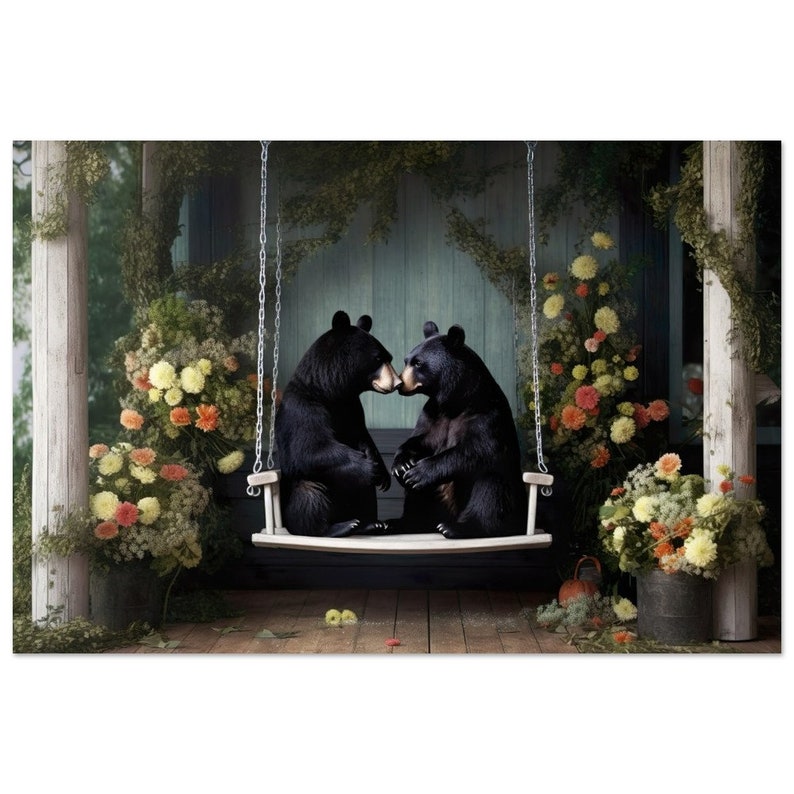 Bears in Love Wall Art, Rustic Decor, Gift for Bear Lover, Woodland ...