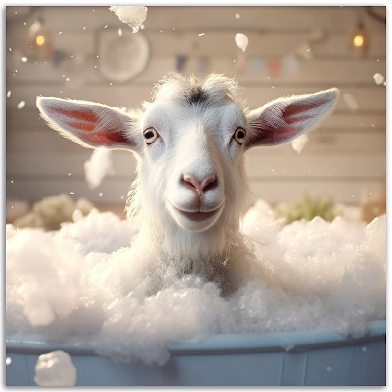 Goat Wall Art, Rustic Farmhouse Decor, Gift for Goat Lover, Bathroom ...