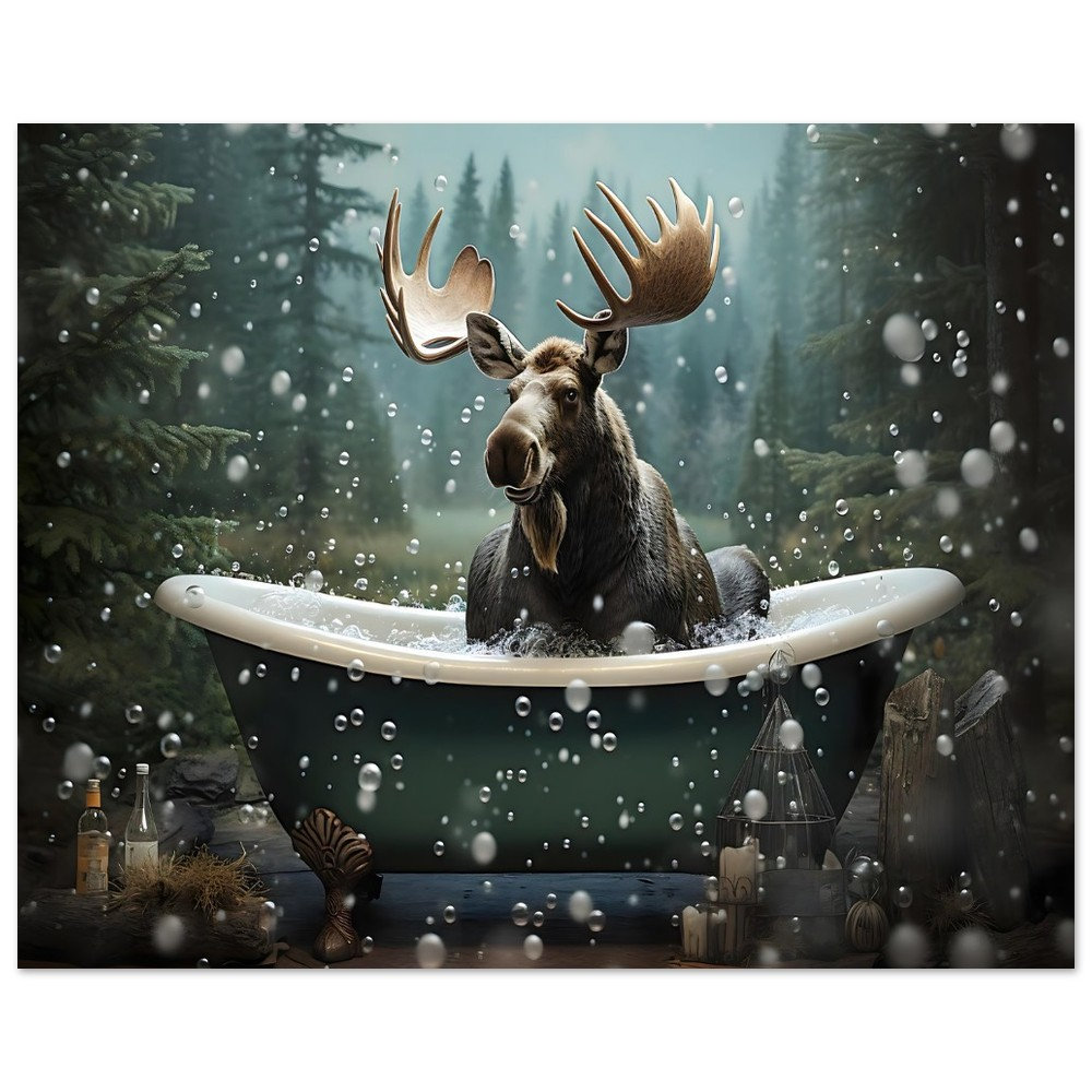 Moose Print, Bathroom Decor, Rustic Cabin Decor, Woodland Theme, Moose ...