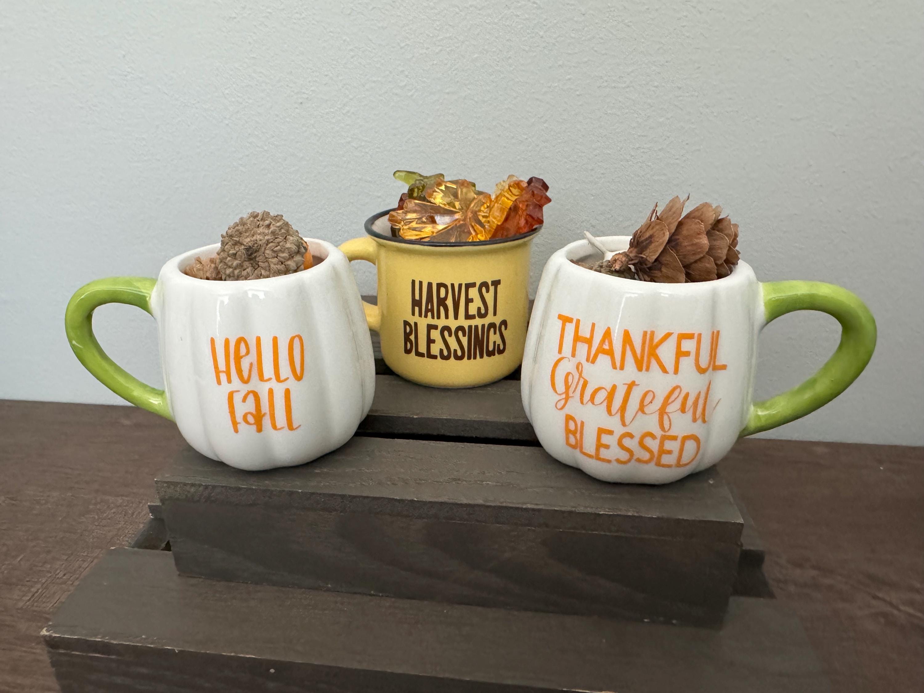 Fall Mini Mugs, Fall Tiered Tray, Tiered Tray Decor, Harvest Decor ...