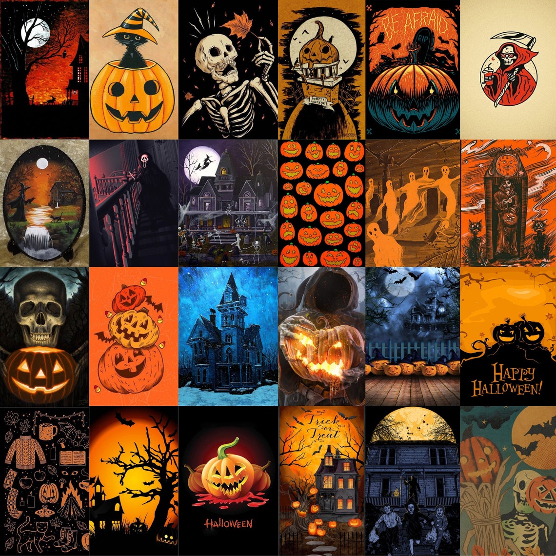 Halloween Collage Kit Autumn Aesthetic Halloween Decor | Etsy