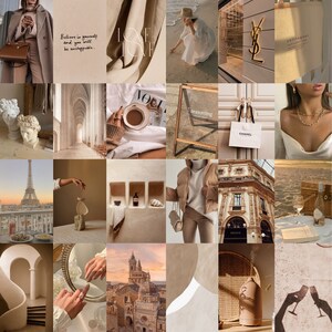 Beige Wall Collage Kit, Aesthetic Wall Collage Kit, Tan Wall Collage ...