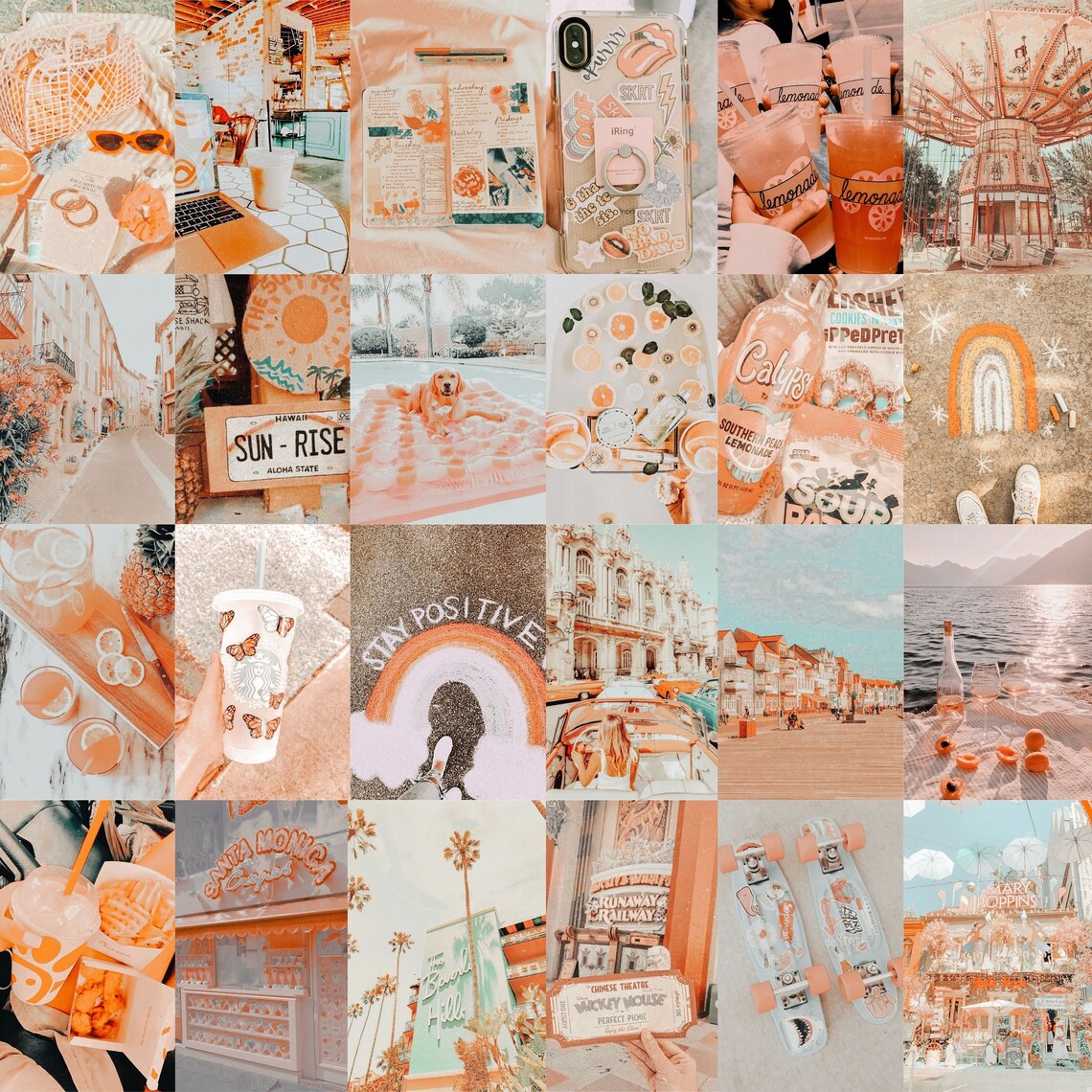 Peachy Aesthetic Collage, Peachy Wall Collage Kit, Soft Peach Collage ...