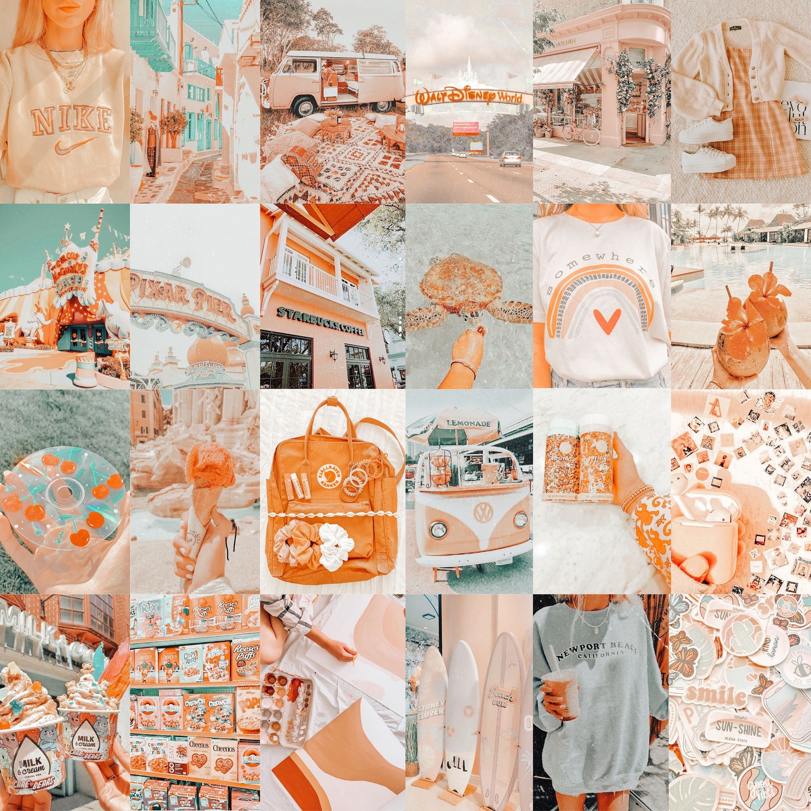 Peachy Aesthetic Collage, Peachy Wall Collage Kit, Soft Peach Collage ...
