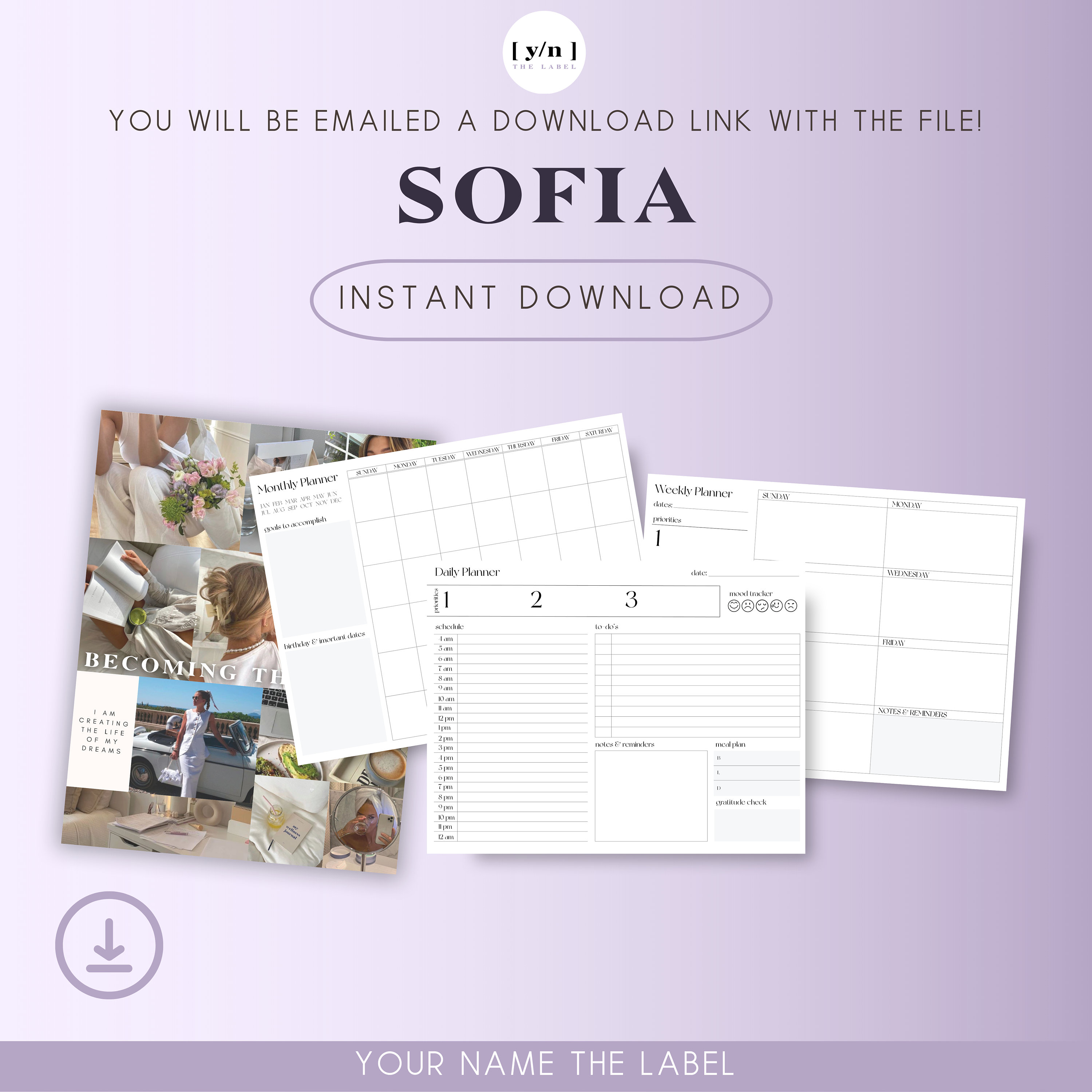 SOFIA Clean Girl Aesthetic Digital Planner Bundle Monthly - Etsy