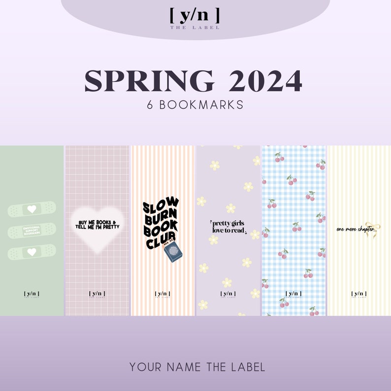 Spring 2024 Bookmarks Pastel Aesthetic Cute Bookish Double Sided ...