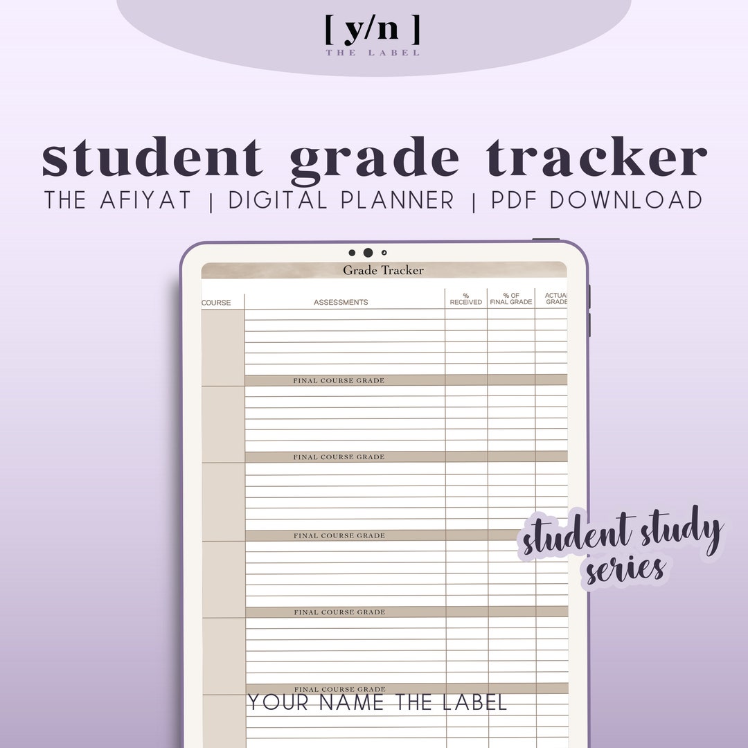 AFIYAT | School Grade Tracker Planner | Student Planner | US Letter ...