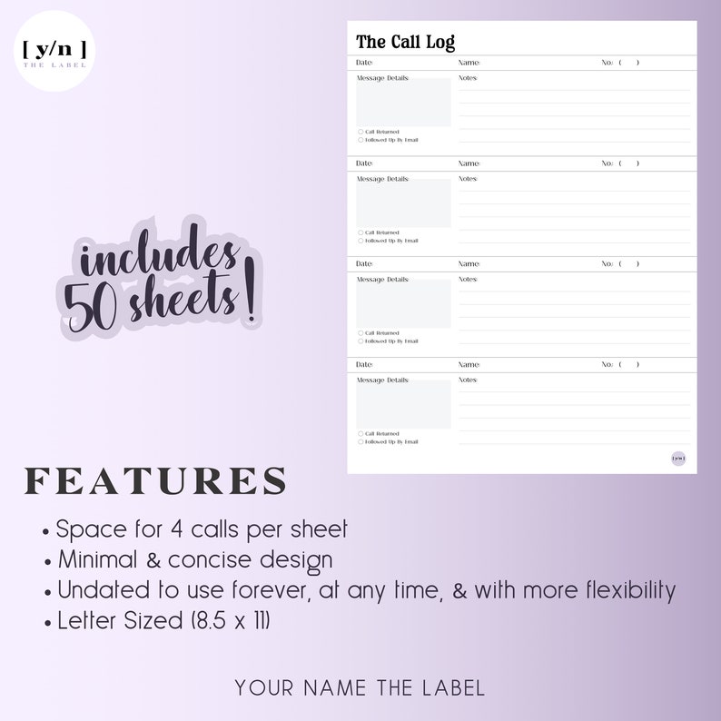 The Call Log | Voicemail & Missed Call Follow-up Communication Tracker ...