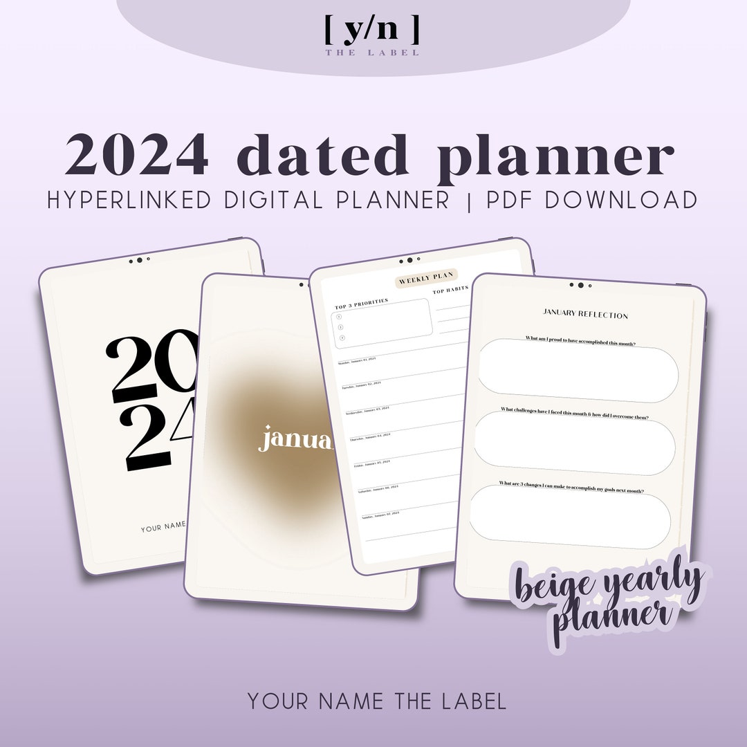 2024 Beige Complete Dated Digital iPad Planner Daily, Weekly, Monthly ...
