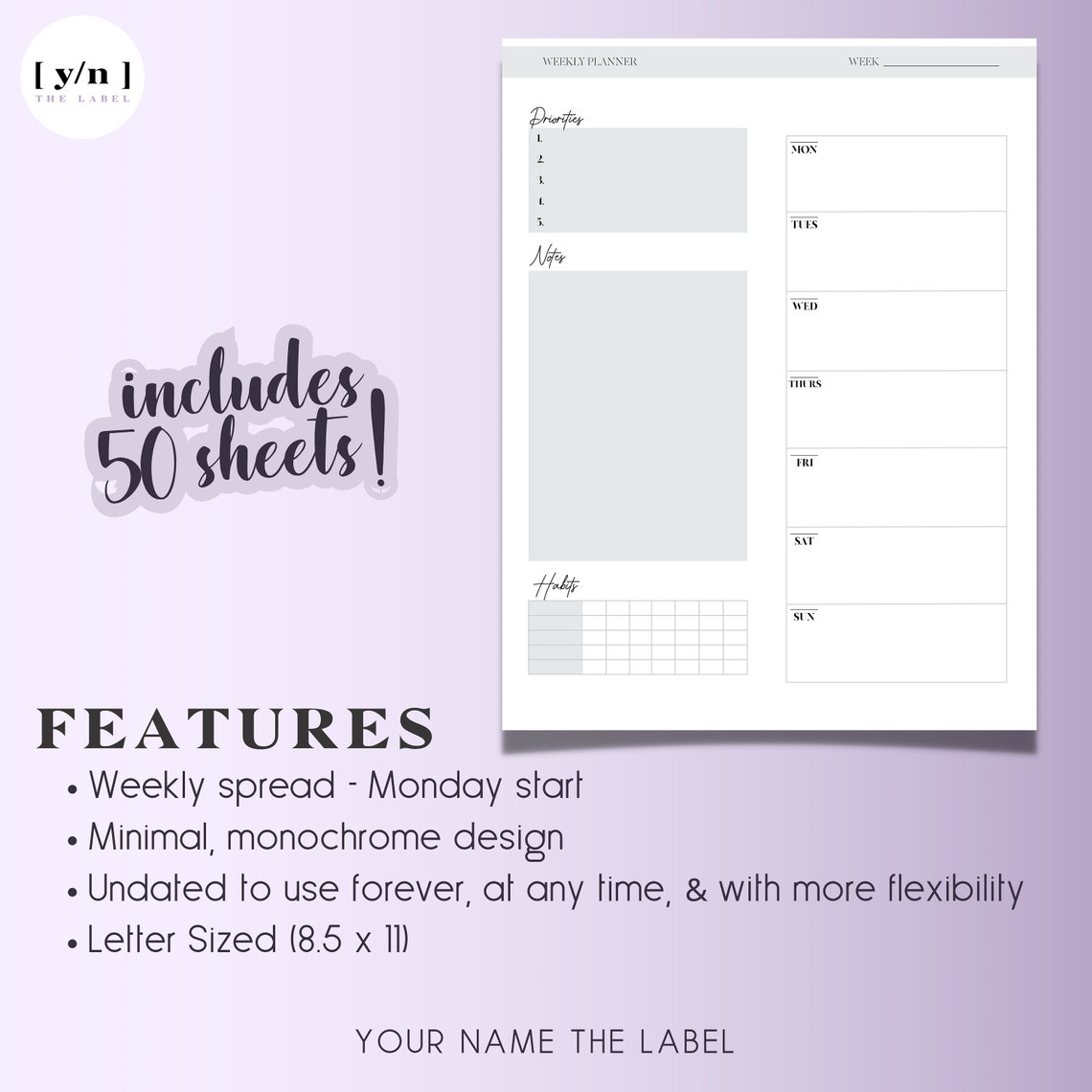 Weekly Prioritizing Notepad, Letter Sized, 50 Sheets, Productivity Time ...