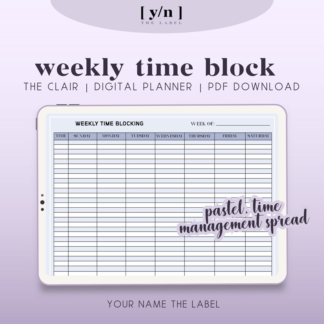 CLAIR | Weekly Time Blocking Spread | 4 Color Themes | A4 & US Letter ...