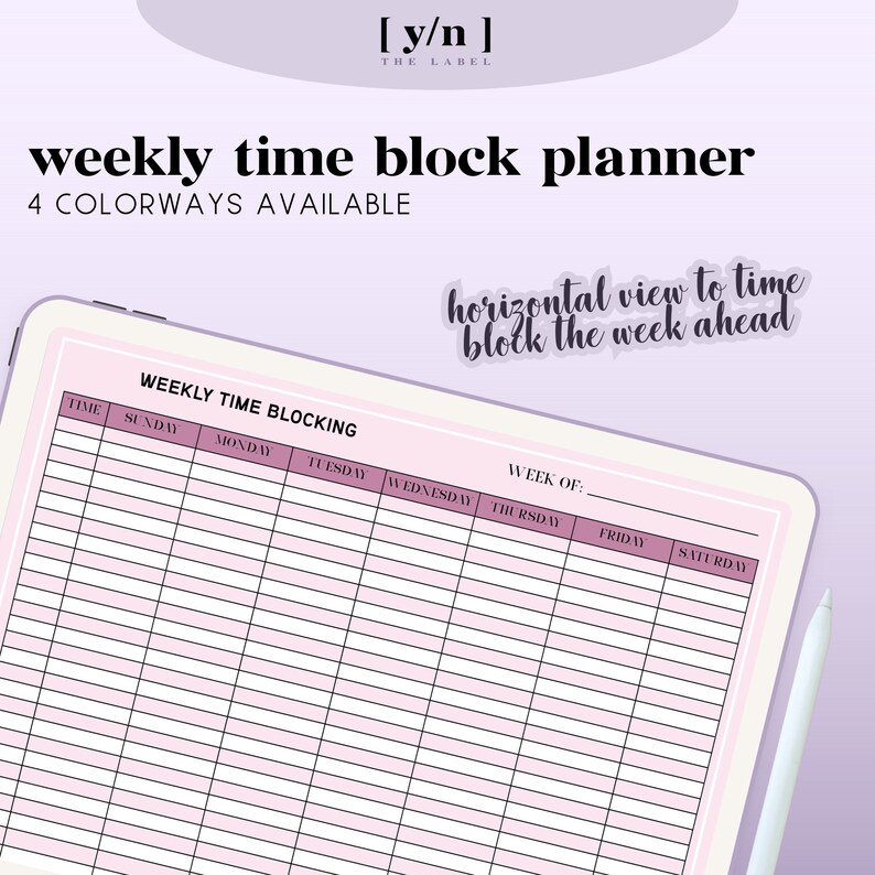 CLAIR Weekly Time Blocking Spread 4 Color Themes A4 & US Letter Sizes ...