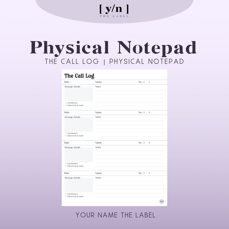 The Call Log | Voicemail & Missed Call Follow-up Communication Tracker ...