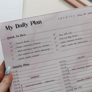 Daily to Do List Hourly Notepad, Letter Sized, 50 Sheets, Productivity ...