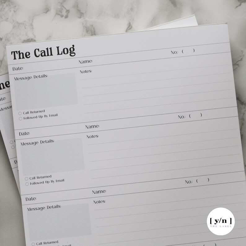 The Call Log | Voicemail & Missed Call Follow-up Communication Tracker ...