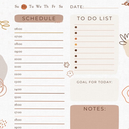 Cute Hourly Daily Planner Printable Stationery Instant - Etsy