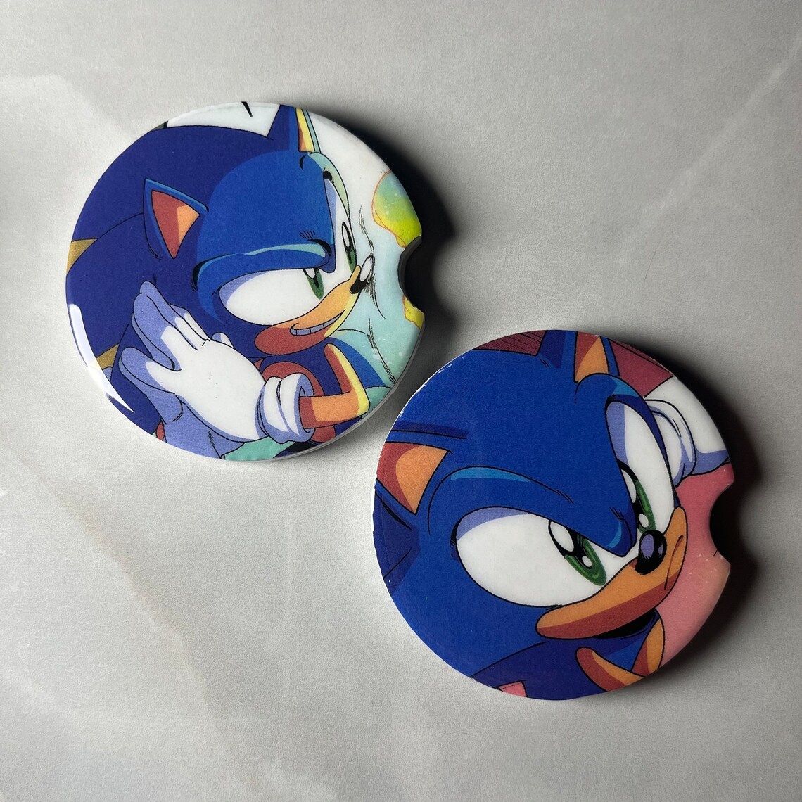 Sonic the Hedgehog Car Coasters Set of 2 Epoxy Coated Ceramic Coaster ...