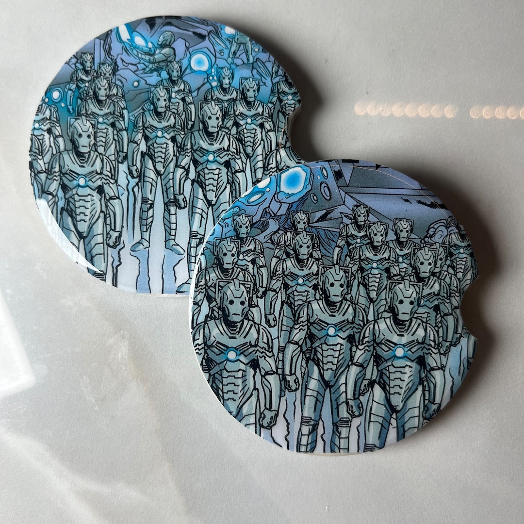 Cybermen Doctor Who Car Coasters Set of 2 Epoxy Coated Ceramic Coaster ...