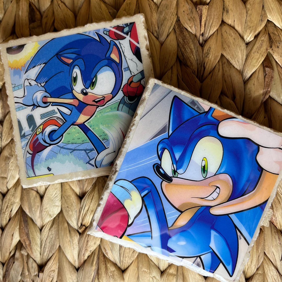 Sonic the Hedgehog Tile Coasters Set of 2 Epoxy Comic Book Coasters - Etsy